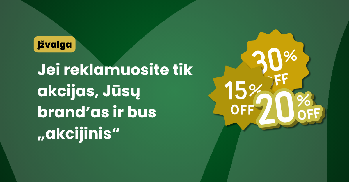 Jei Meta Ads rodysite tik akcijas, tai ir būsite „akcijiniai“ – kad ir kaip gražiai kalbėsite ...